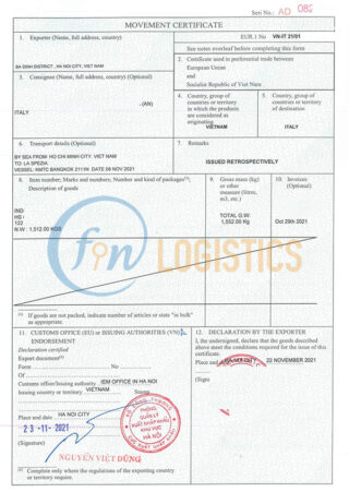 Hướng Dẫn Kê Khai CO Form EUR1 Chi Tiết Nhất Năm 2025