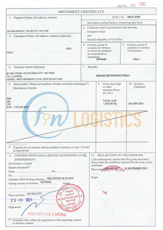 Hướng Dẫn Kê Khai CO Form EUR1 Chi Tiết Nhất Năm 2025